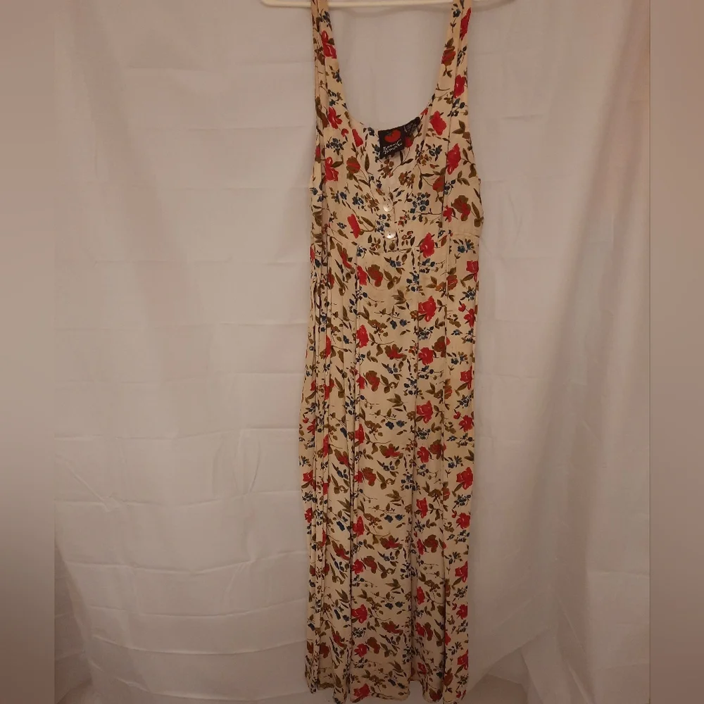 Rosey Tomato | Dresses | Cream Floral Maxi Dress With Red Bloom Print ...
